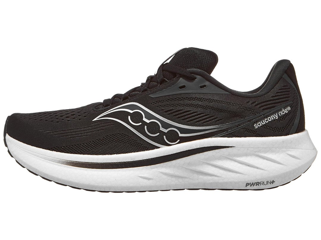 Saucony Ride 18 Men's Shoes Black/White | Running Warehouse