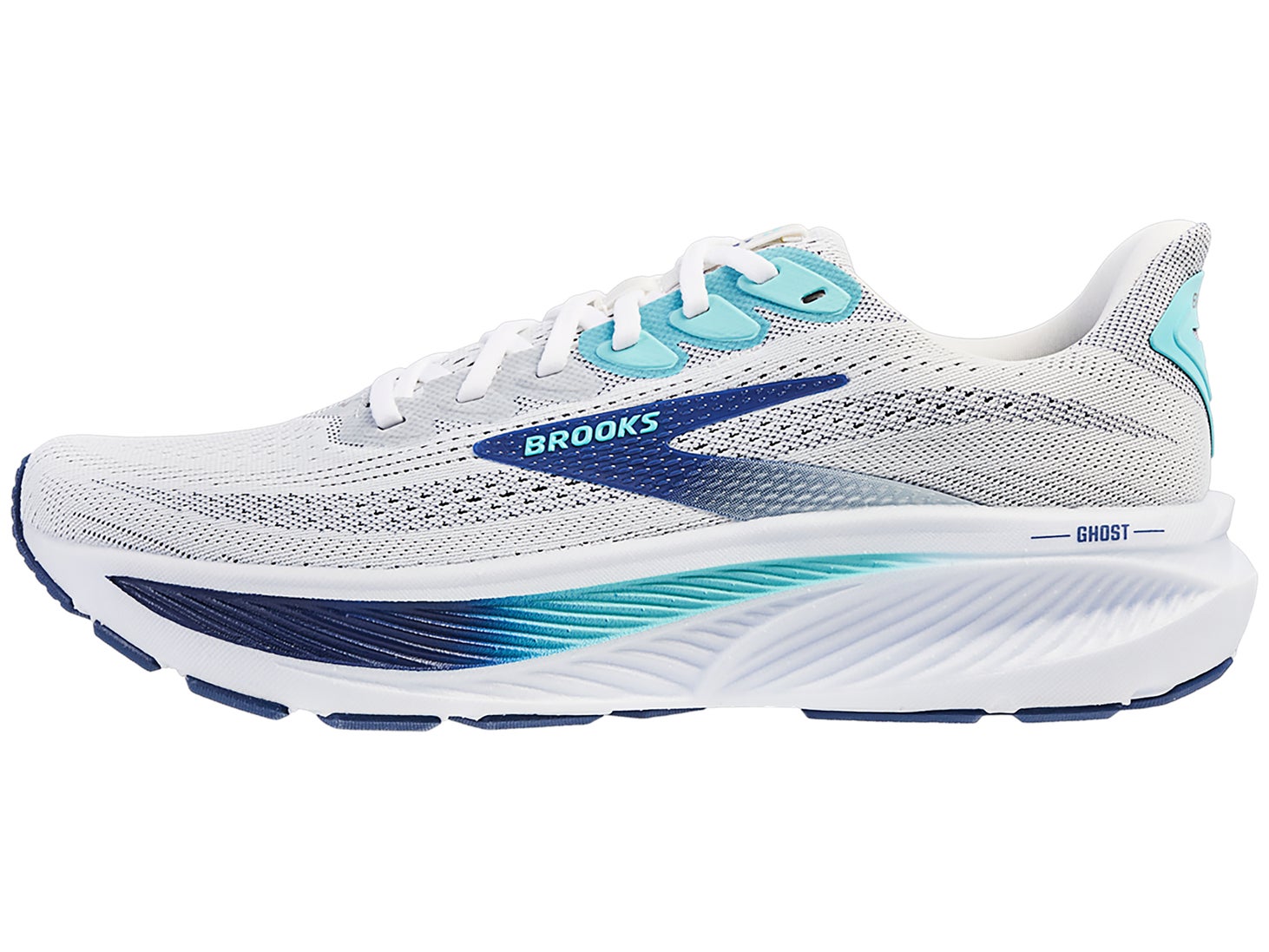 Brooks Ghost 17 Men's Shoes White/Beacon Blue/Ipane | Running Warehouse