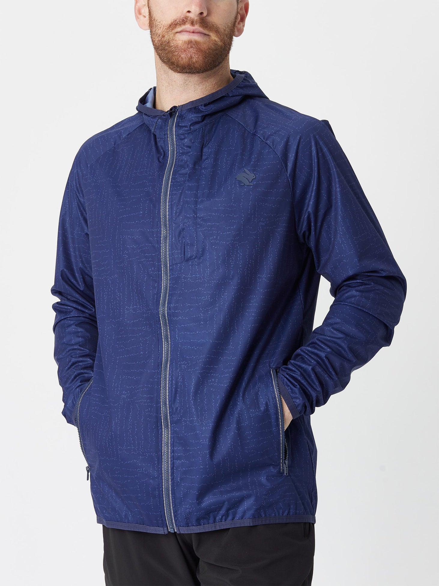 rabbit Men's Swish 2.0 Packable Jacket Dress Blues Dot | Running Warehouse